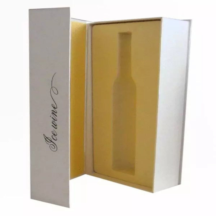 custom white single bottle red wine box with flocking tray hinged book shape packaging wine box