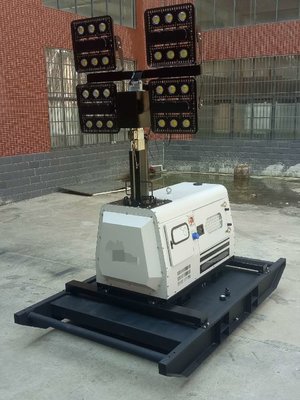 Vertical Hydraulic Telescopic Mast LED Lamp Boat Skid Steer Chassis Base Light Tower for Rainy Muddy Area mining