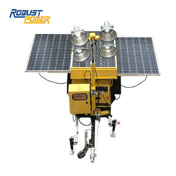 Solar light tower solar trailer optional backup diesel generator manual winch hydraulic or pneumatic mast pole 7m~12m DC