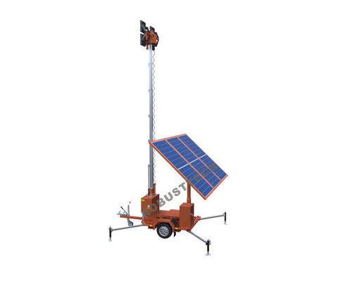 Solar light tower solar trailer optional backup diesel generator manual winch hydraulic or pneumatic mast pole 7m~12m DC
