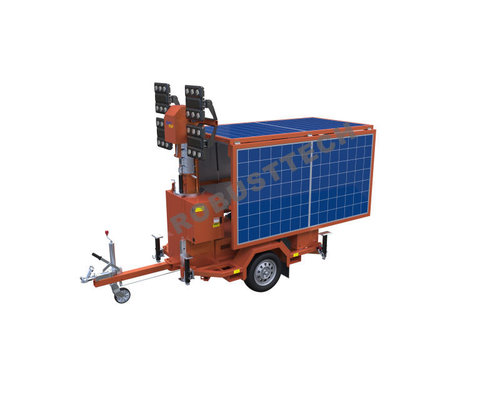 Solar light tower solar trailer optional backup diesel generator manual winch hydraulic or pneumatic mast pole 7m~12m DC