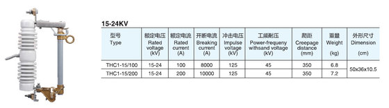 100A  200A 15-24KV High Voltage Fuse Porcelain Cutouts Terminals are tin - plated brass