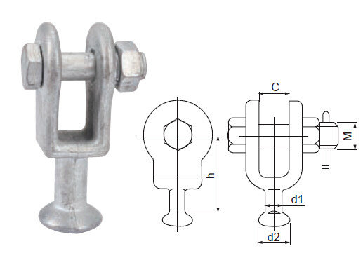 SS Hardware Fittings For Transmission Lines Ball Clevis And Ball Y Clevis