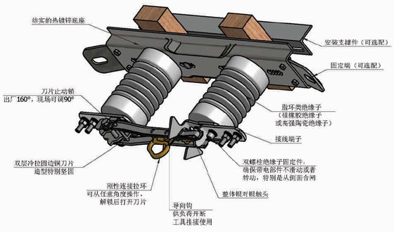 GW9B-12 Air Break Switch Disconnector For protect transimission line