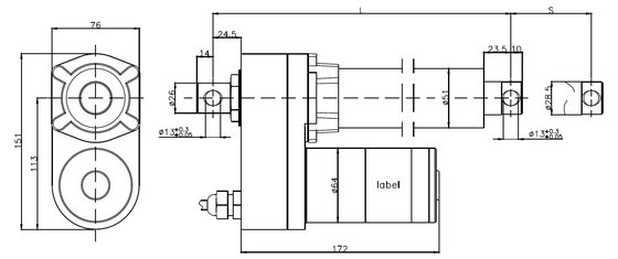 stroke 200mm 5000n electric linear actuator 12v or 24vdc, IP65 linear actuator with limit switches 8'' stroke push pull
