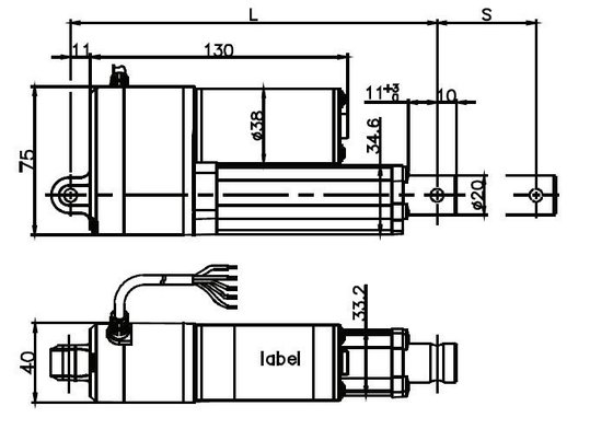 China electric actuator with pot 24vdc, 300mm stroke length 1000N force, waterproof linear drive 12v dc