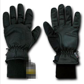 China waterproof winter gloves outdoor gloves ski gloves mountain gloves black color adults size polyester fabric supplier