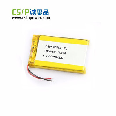 High Power Flat Lithium Polymer Battery 3000mah Stable Discharge Voltage 805463