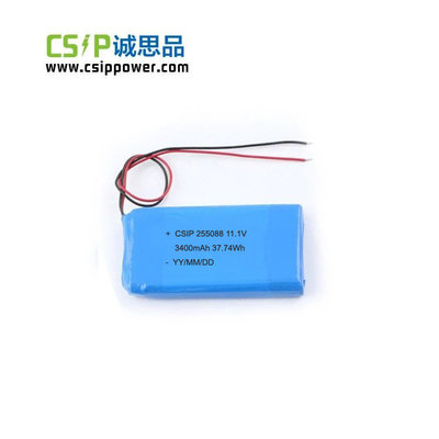 3400mah Rechargeable Lithium Polymer Battery , 255088 3S 11.1V Lifepo4 Battery Pack