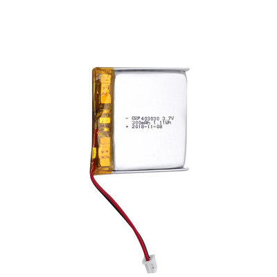 3.7Volt 403030 300mAh Rechargeable Lithium Polymer Battery Environmental Friendly