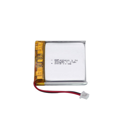 3.7Volt 403030 300mAh Rechargeable Lithium Polymer Battery Environmental Friendly