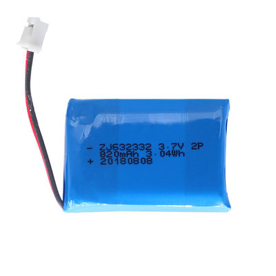 High Temperature Rechargeable Lithium Polymer Battery 632332 820mAh MSDS UN38.3 UL