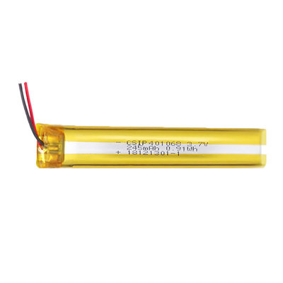 3.7Volt 245mah 401068 Ultra Narrow Lithium Polymer Battery For Smart Ring , E - Cegarette