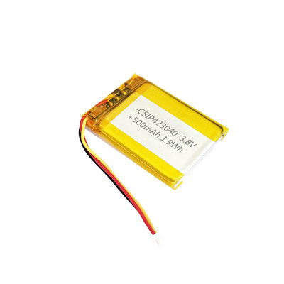 Long Cycle Life Rechargeable Lithium - Ion Battery With CB IEC62133 UL1642 UL2054 3.8V 500mAh