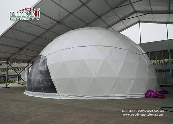White Roof Cover With Transparent Entrance For  Steel Geodesic Dome Tent For Event