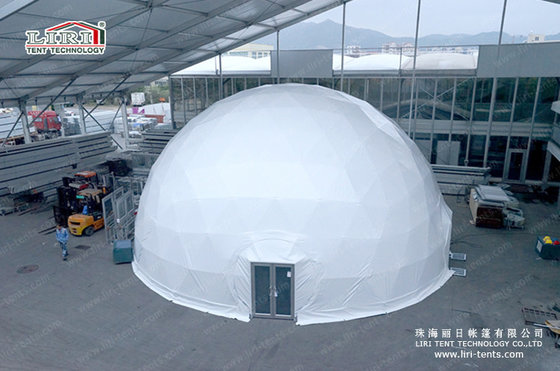White Roof Cover With Transparent Entrance For  Steel Geodesic Dome Tent For Event