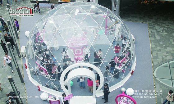 White Roof Cover With Transparent Entrance For  Steel Geodesic Dome Tent For Event