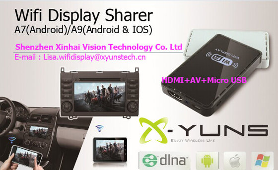 Wifi DisplayMiracast wireless display Android Miracast &amp; IOS Airplay Mirroring A9 Car Accessary