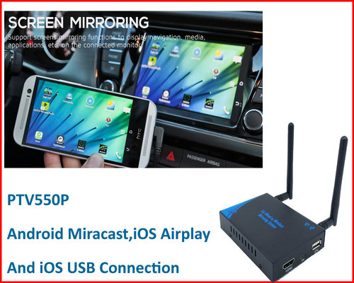 auto smartphome mirror link airplay miracast av/hdmi output adapter