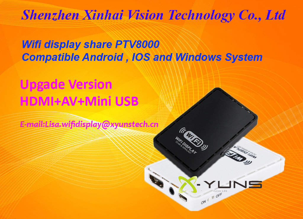 DLNA、Airplay mirroring、Miracast wireless display Android Miracast &amp; IOS Airplay Mirroring PTV8000B
