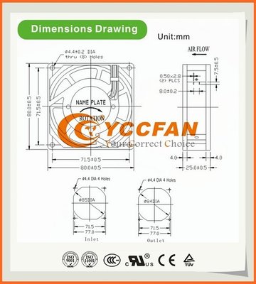 80*80*25mm 80mm 8025 110V 220V AC brushless air ventilation axial cooling fan for stage light