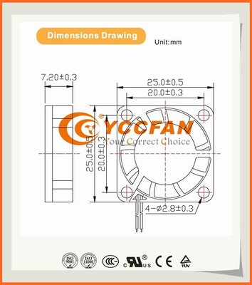 25mm 2507 mini dc brushless axial cooling fan