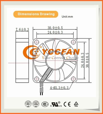 30mm 3007 dc brushless mini axial fan 30x30x7mm