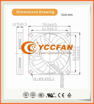70mm 7010 dc brushless small axial cooling fan 70x70x10