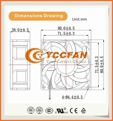 80mm 8038 dc brushless small axial cooling fan 80x80x38