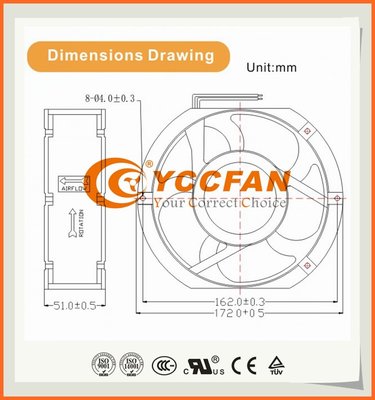 172x150x51mm 1751 dc brushless axial flow cooling fan 12v 24v 48v