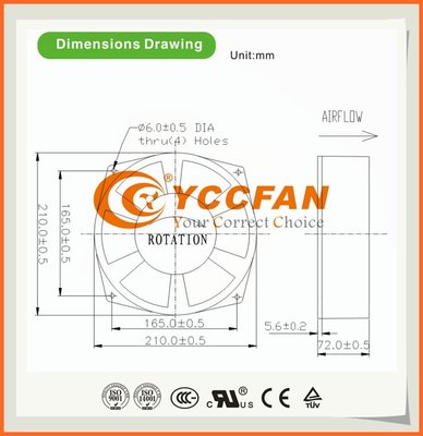210mm 210x210x72mm 240v ac cooling welding machine axial fan