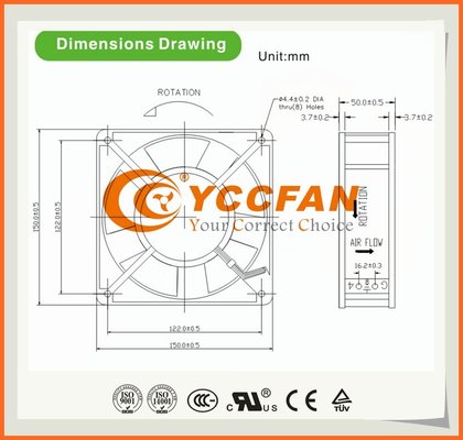 UL CUL CCC CE approved 150x150x50mm 1550 5 impeller ac axial 240v cooling fan