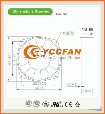UL CUL CCC CE approved 150x150x50mm 1550 7 impeller ac axial 240v cooling fan factory