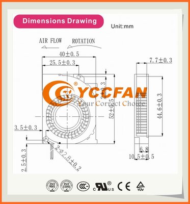 UL CE TUV ROHS Certified 12v DC fan hjigh quality 52x40x10 mm 12v dc blower fan