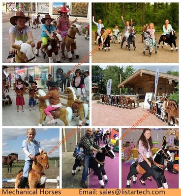 Outdoor Amusement Rides Plush Ride On Horse Toys, Ride on Horse Toy Animal Rides Games supplier