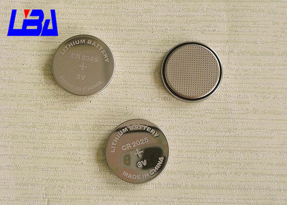 Batería de la célula de la moneda de Li-MnO2 CR2025, color plata recargable de la batería de litio 3v