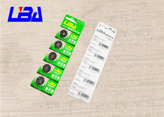 Botón de la pila de la electrónica batería de 3 voltios, batería de la moneda del litio en el paquete 190mAh de la tarjeta