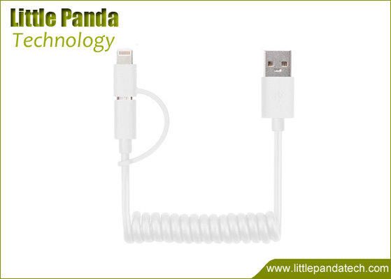 Factory Price USB Data Cable 2in1 USB Male to Micro USB Spiral Cable for iPhone and Andriod