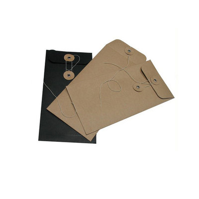 custom high quality luxury black a4 string document envelope，cheap string document envelope