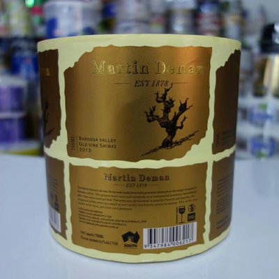 custom waterproof gold hot stamping wine sticker cheap gold hot stamping wine sticker