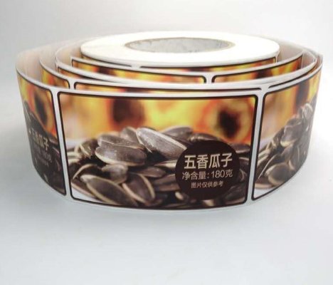 plastic self adhesive sticker roll packing product bar code lable printing,food product rounded labels with custom logo
