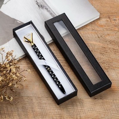 black paper pen pencil gift packaging box with clear window,factory custom gift box with pen inserts packaging box