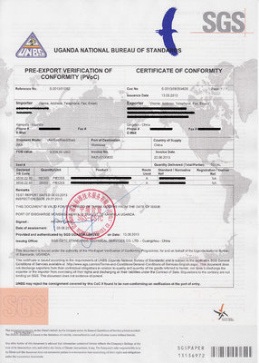Provide SGS pre-shipment inspection,Saudi Arabic SASO,Kuwait TER/TIR,Iraq VoC