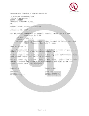 UL/ETL safety testing & certification and operational safety proof products business