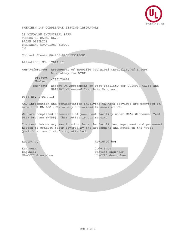 UL/ETL safety testing & certification and operational safety proof products business