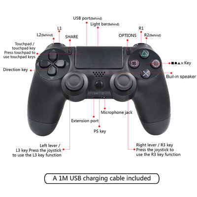 Bluetooth Wireless Joystick for PS4 Controller Gamepad Double Shock for Playstation 4 Black and White Color