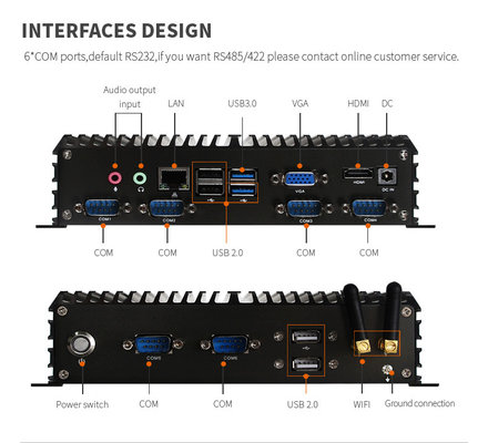 TouchThink Fanless Industrial mini PC J1900 2GDDR3 32GSSD Wifi 6USB, 6COM RS232 Mater case Used in workingshop