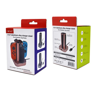Latest Portable 4 in1 Joy-Con Power Charger LED Charging Dock Stand for Nintendo Switch Joy-Cons Black Rose Gray