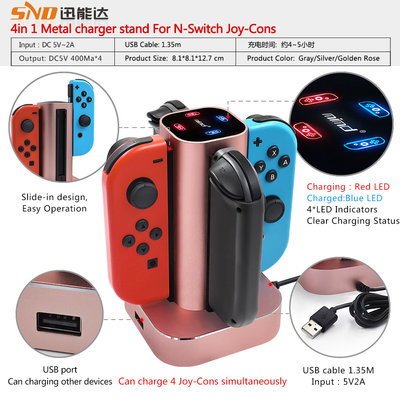 Hot sell Cheap 4 in 1 Charging stand dock for Nitnendo Switch Joy-Cons with CE RoHS