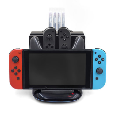 Newly Multi-functional Charging Dock for NS Console Joy-cons and Pro Controller with 4 Game Card and Straps Storage